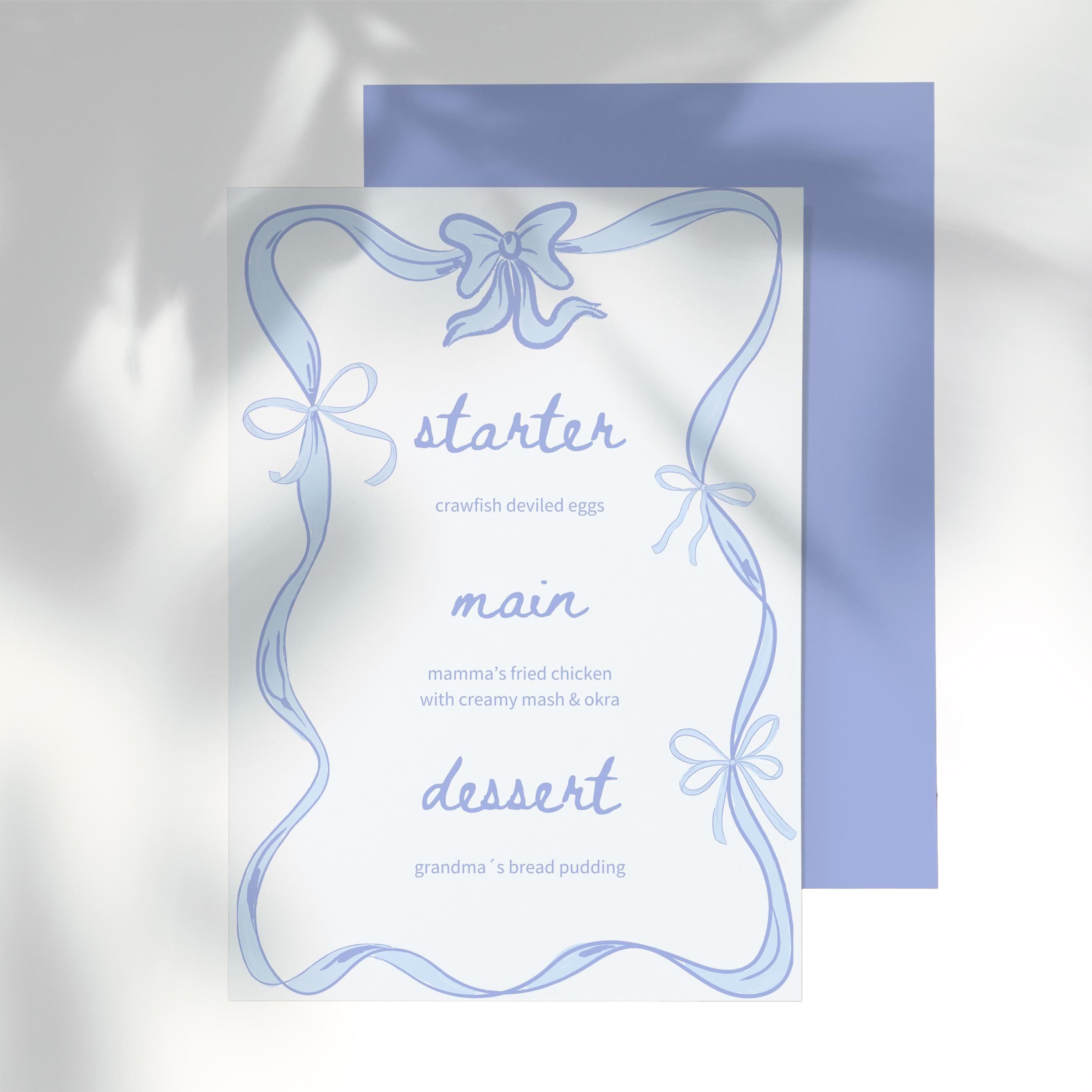 Blue Coquette Menu – Pink Salt Studio